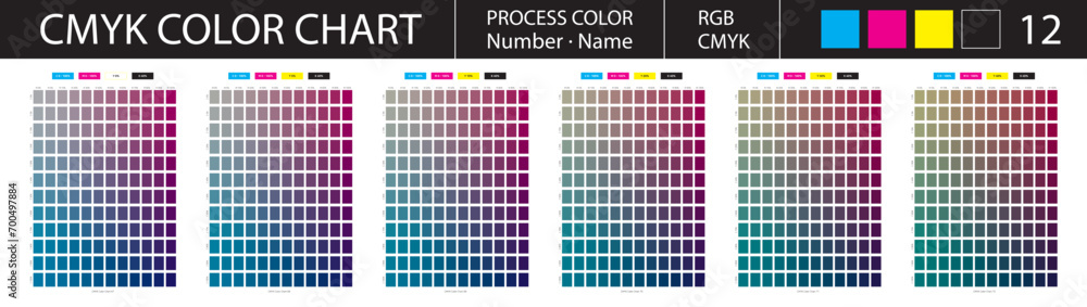 CMYK Process Color Chart 12 Stock Vector | Adobe Stock