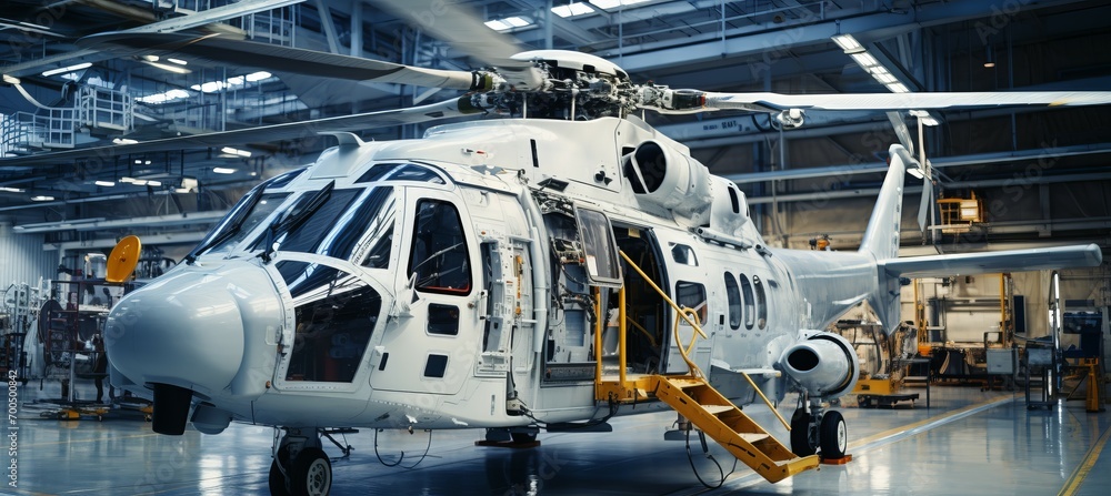 Military transport helicopter production manufacture. Generative AI ...