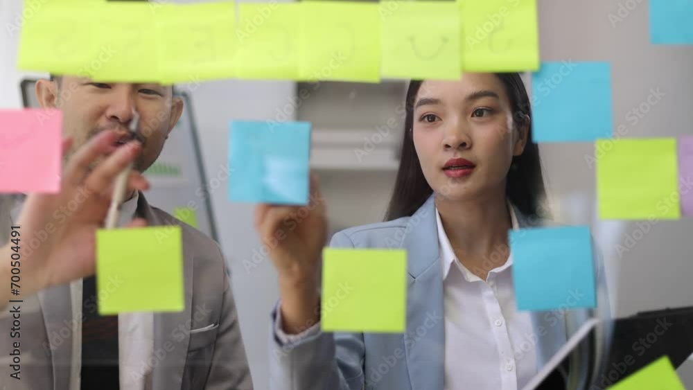 Creative colleague people thinking in planning for schedule ...