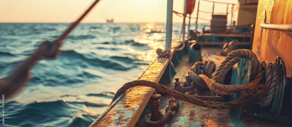 Forward port side mooring winch and anchor windlass with chain and ...