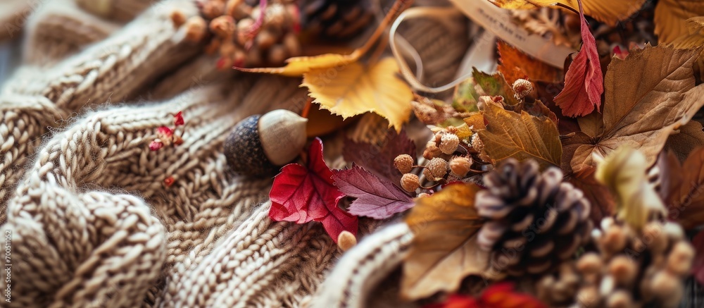 fall mockup card with autumn leaves invitation card with environment ...