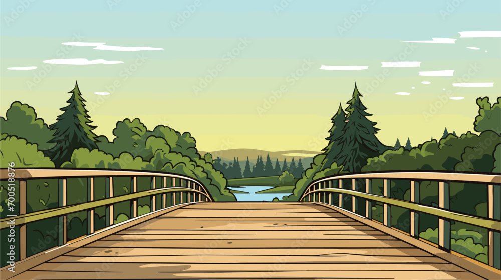 simplicity and rustic charm of a pedestrian bridge in a vector scene ...