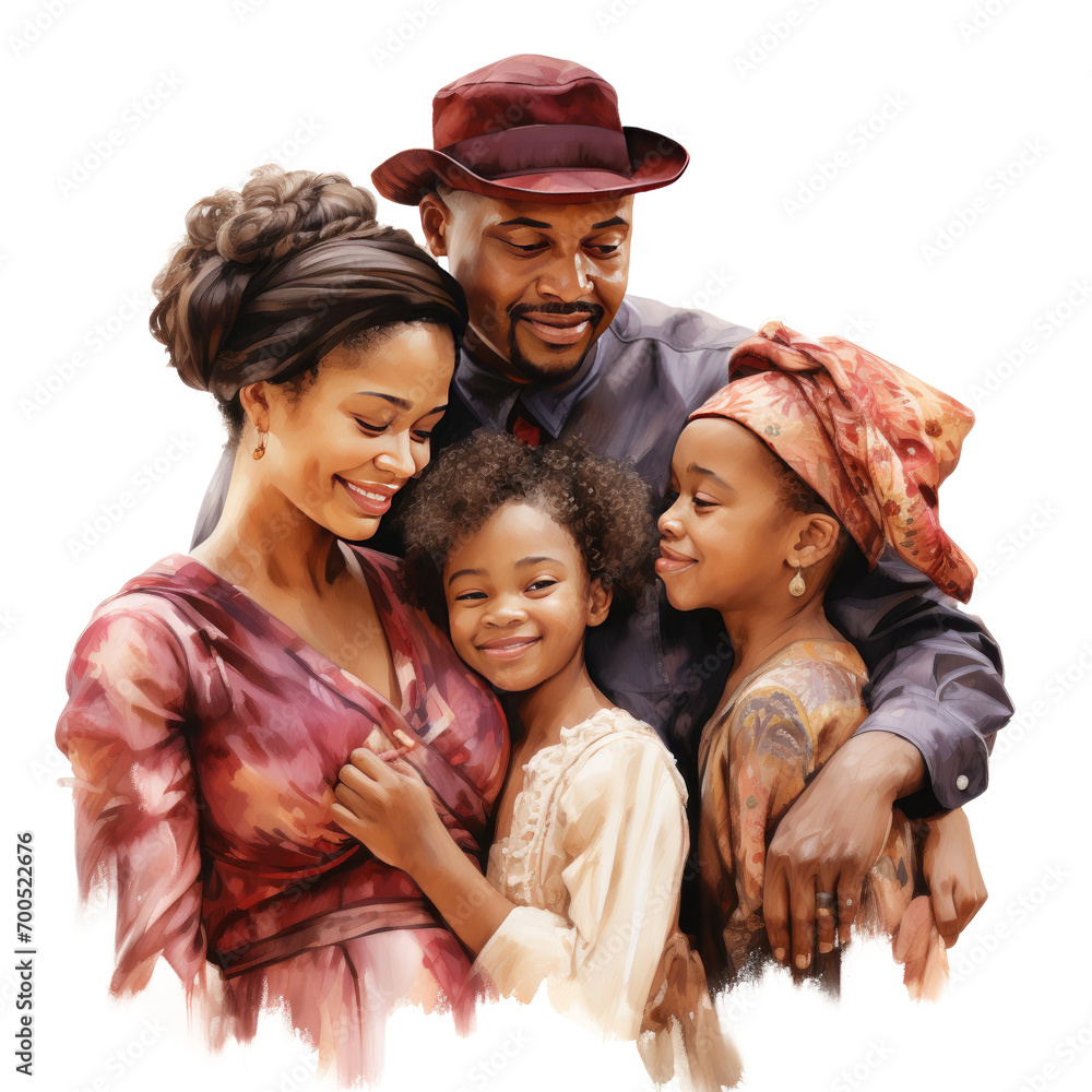 beautiful African American Family watercolor clipart png transparent ...