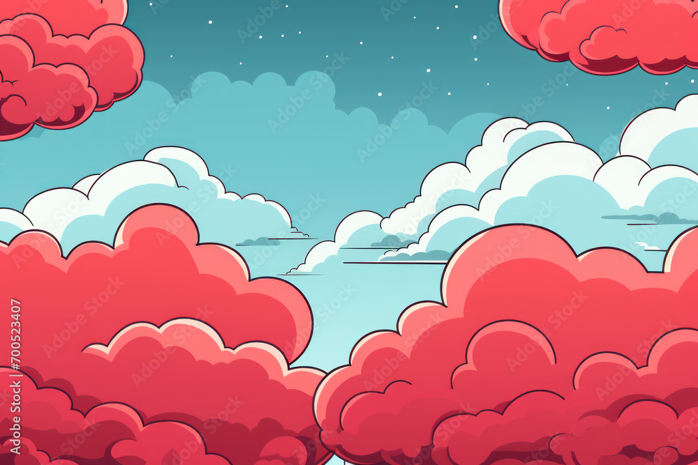 cartoon red clouds comic background Stock Illustration | Adobe Stock
