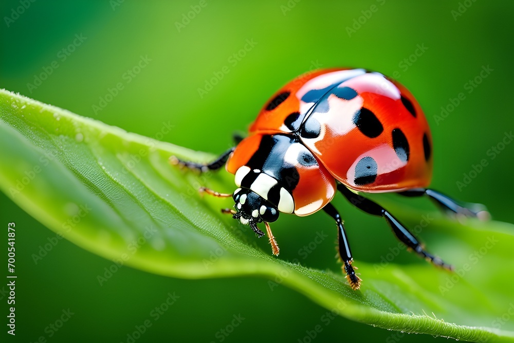 Get an up-close view of a ladybug, showcasing its vibrant colors, spots ...