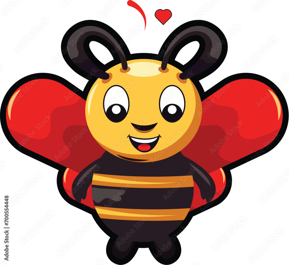 Cartoon bee icon, Cartoon cute bee mascot, bee vector art illustration ...