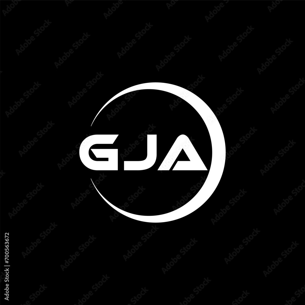 GJA letter logo design with black background in illustrator, cube logo ...