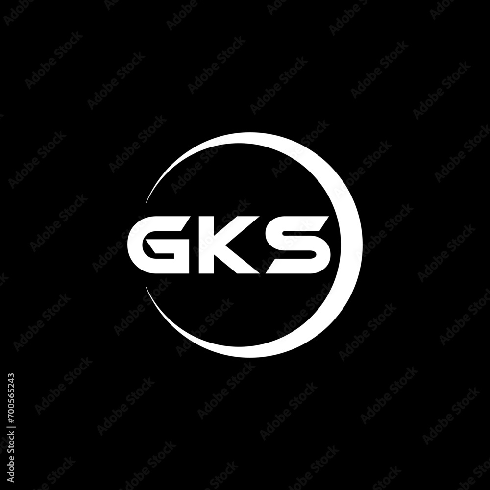 GKS letter logo design with black background in illustrator, cube logo ...