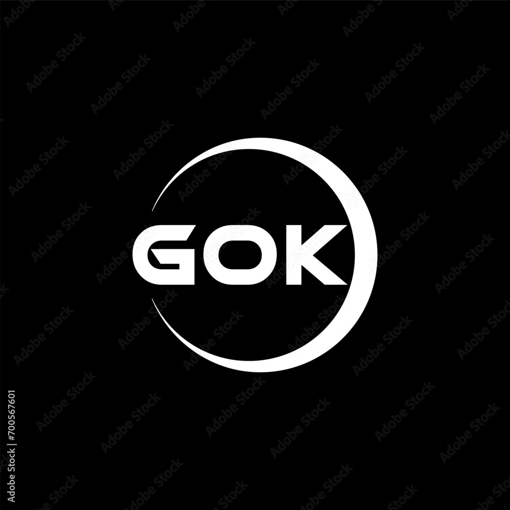 GOK letter logo design with black background in illustrator, cube logo ...