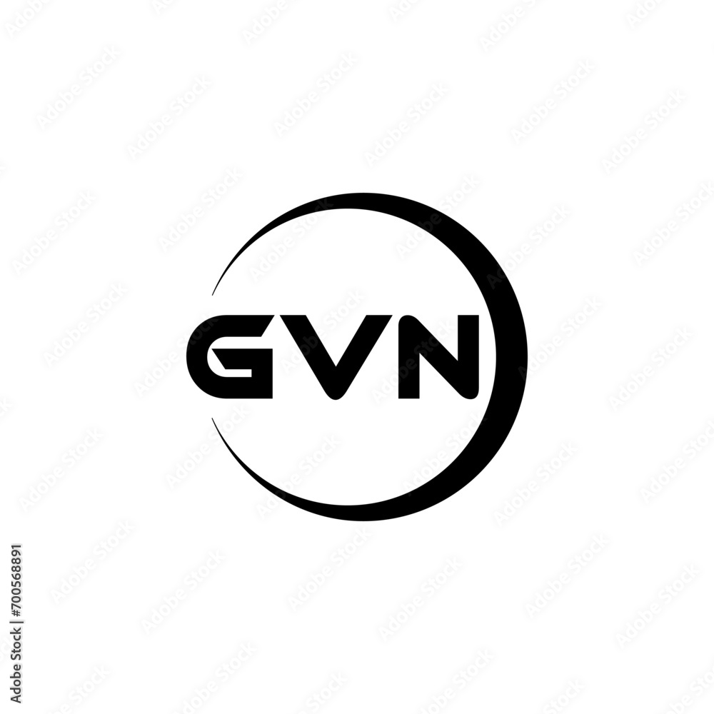 GVN letter logo design with white background in illustrator, cube logo ...