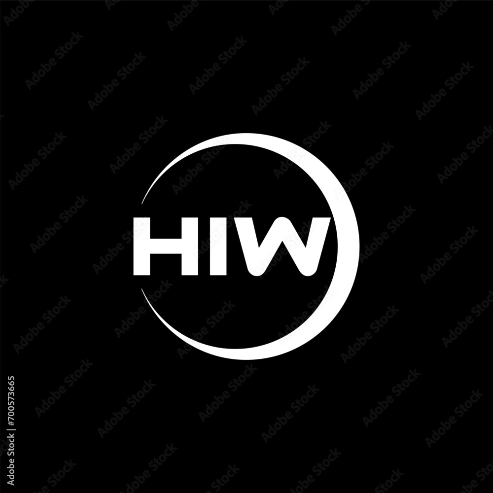 HIW letter logo design with black background in illustrator, cube logo ...