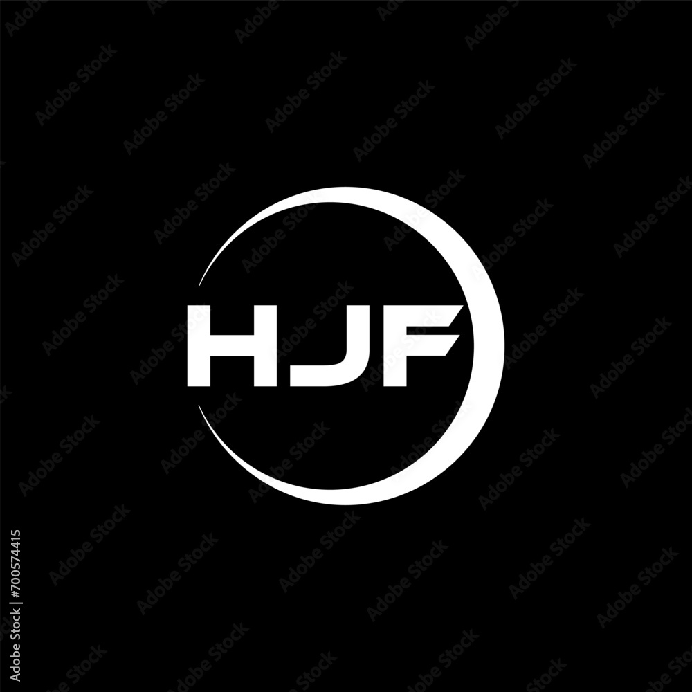 HJF letter logo design with black background in illustrator, cube logo, vector logo, modern ...