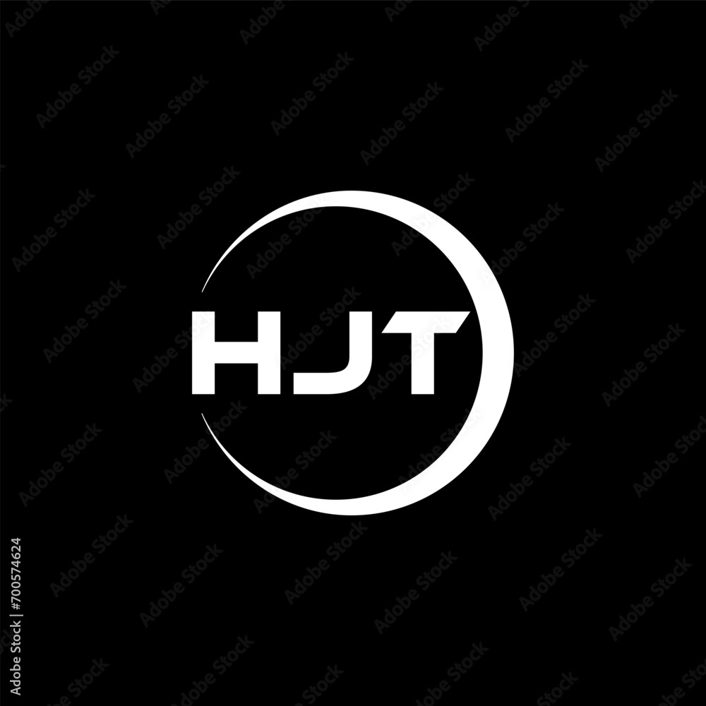 HJT letter logo design with black background in illustrator, cube logo ...