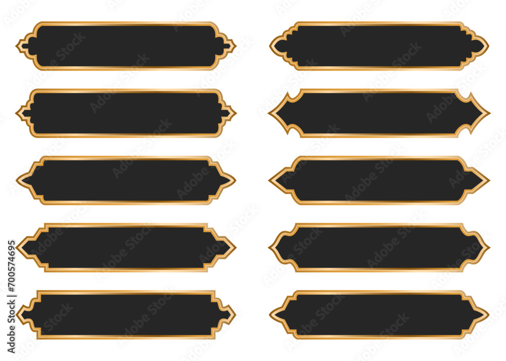 luxury golden black arch islamic ornamental text box title frame for ...