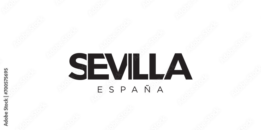 Sevilla in the Spain emblem. The design features a geometric style ...