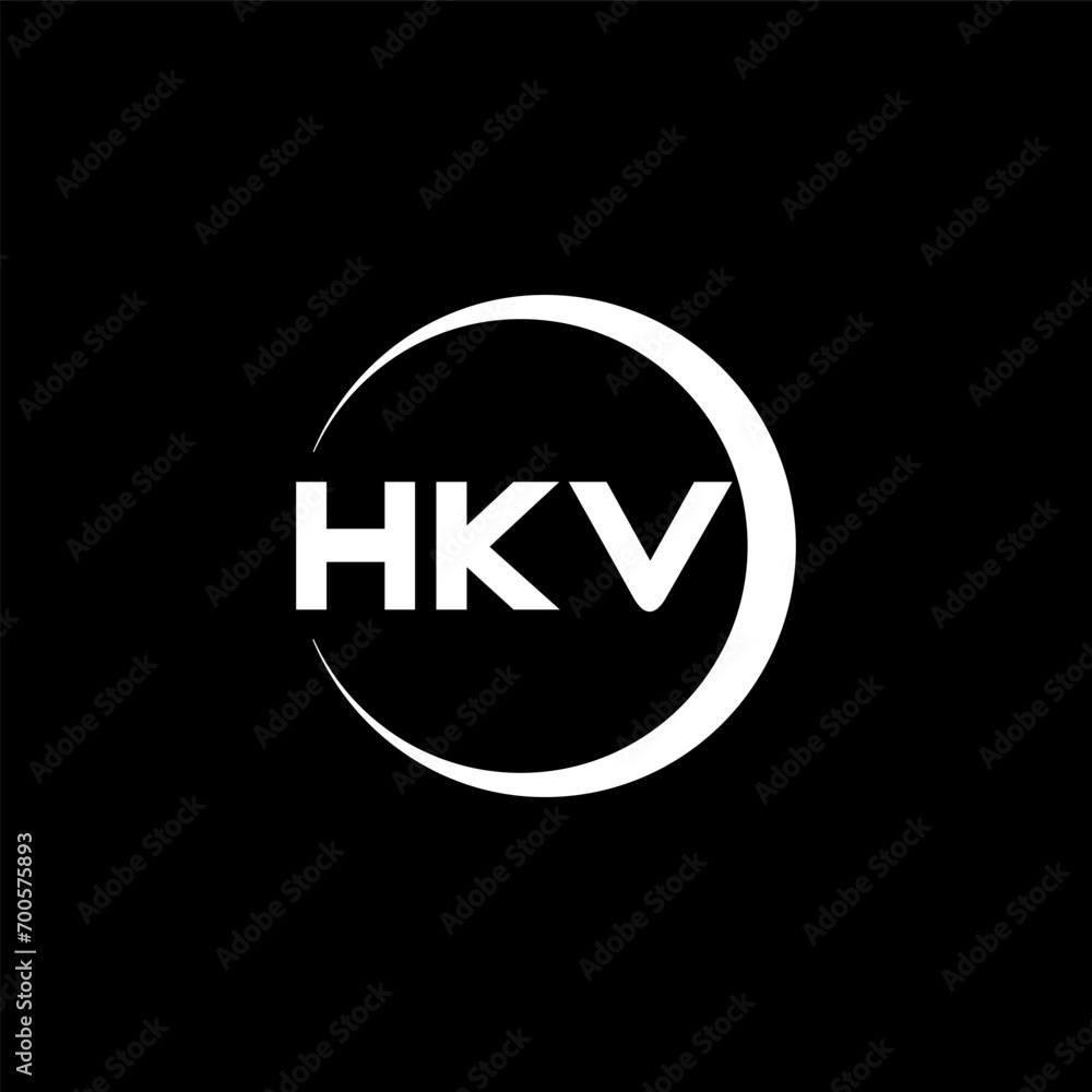 HKV letter logo design with black background in illustrator, cube logo ...