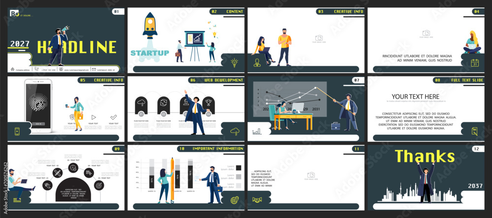 Infographics, headline.Businessman plans business presentation finances ...