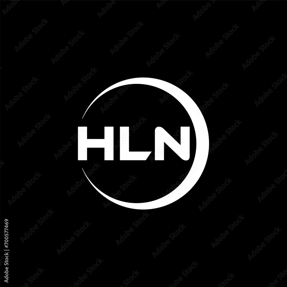 HLN letter logo design with black background in illustrator, cube logo ...