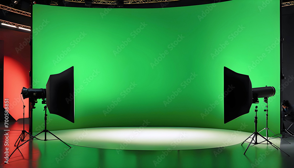 virtual 3D studio television set for color green television background ...