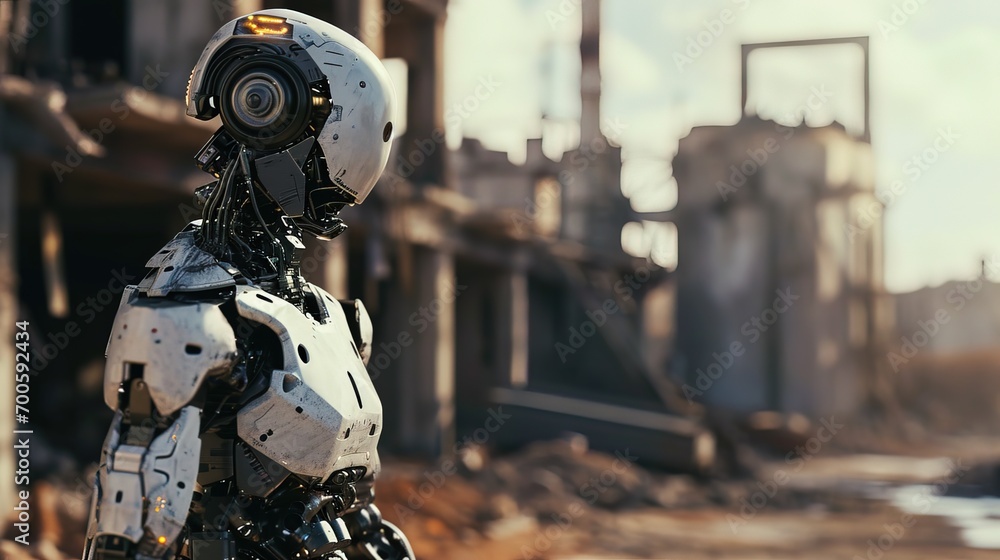 AI robot work in Industrial Pollution Zones, Areas with high levels of ...