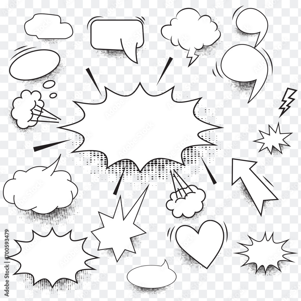 Comic speech bubbles. Set of blank speech bubbles. Retro empty comic ...