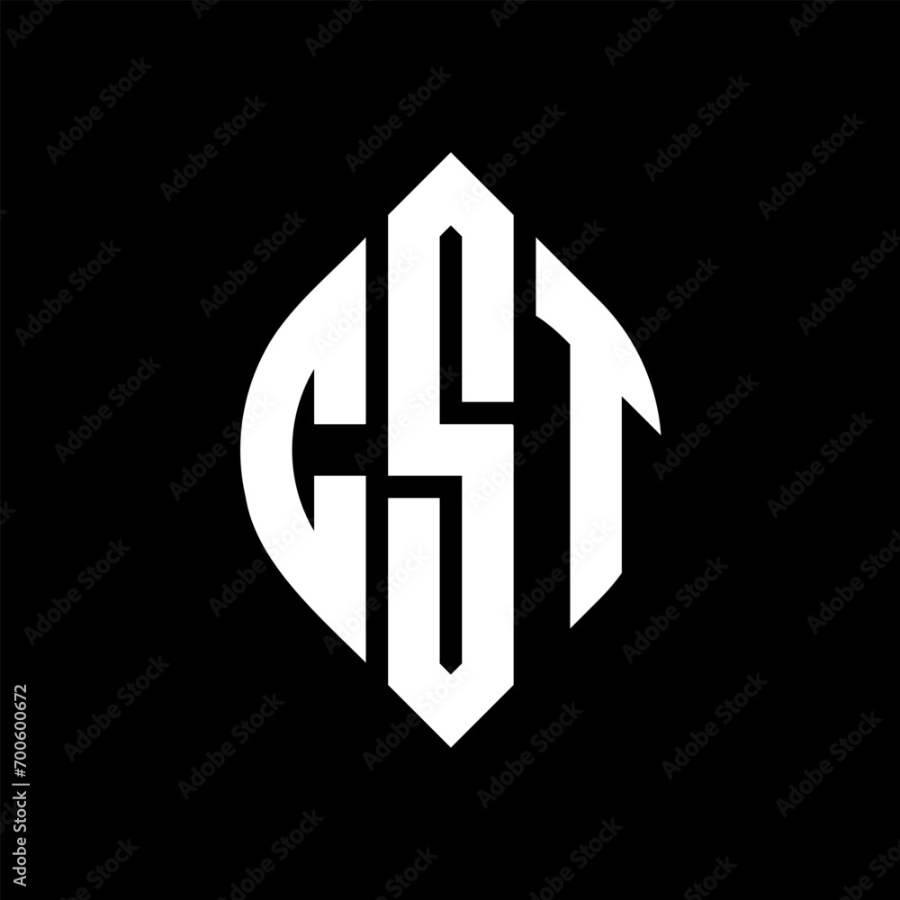 CST circle letter logo design with circle and ellipse shape. CST ...