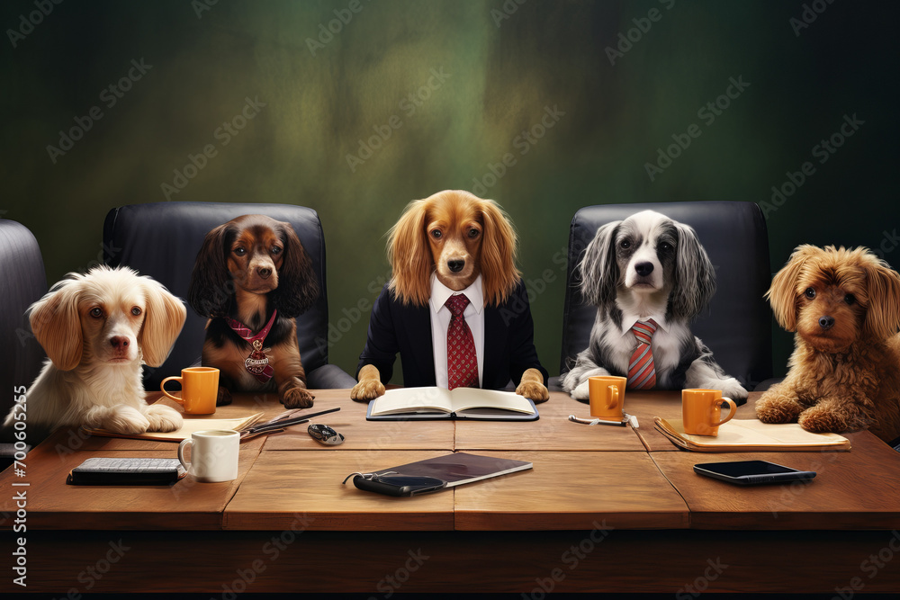 Dogs in Business Suits Witty animal theme. Several dogs dressed in ...