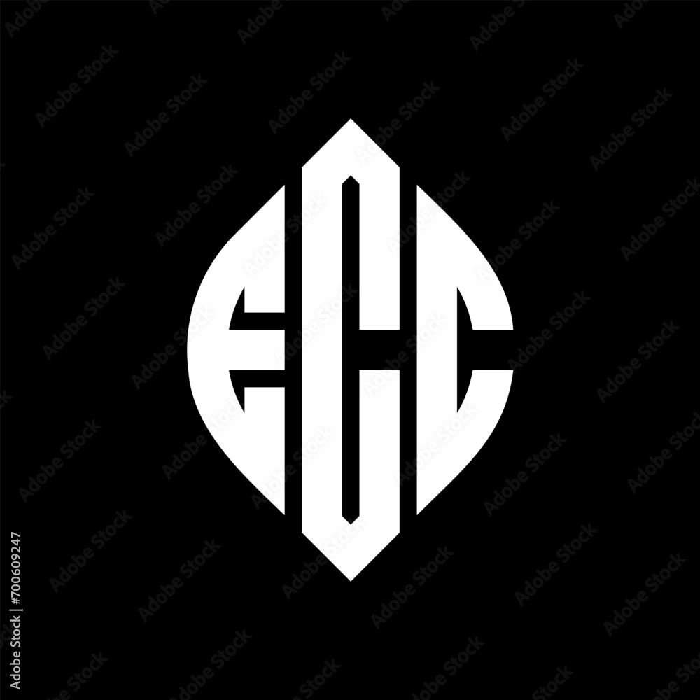 ECC circle letter logo design with circle and ellipse shape. ECC ...