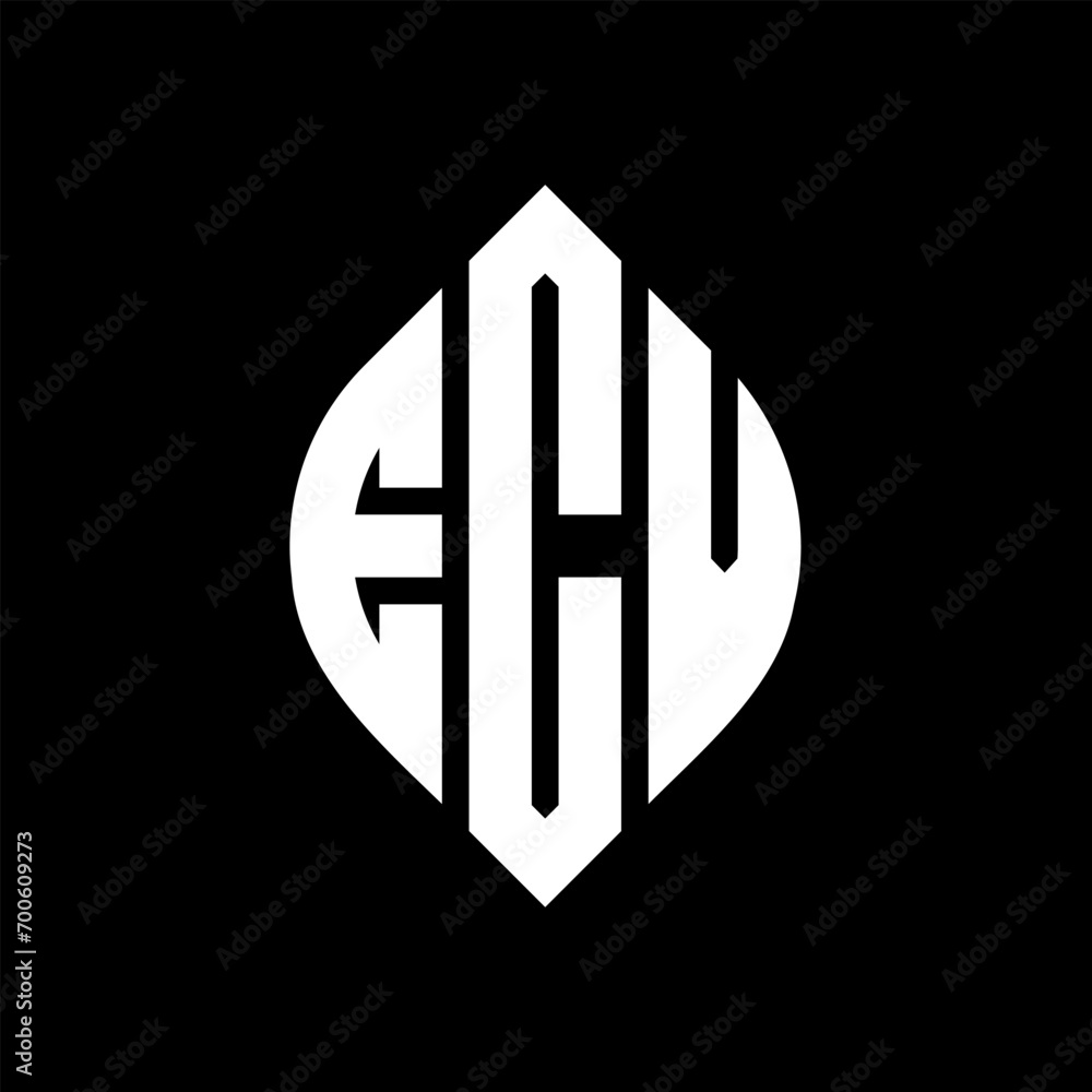 ECV circle letter logo design with circle and ellipse shape. ECV ...