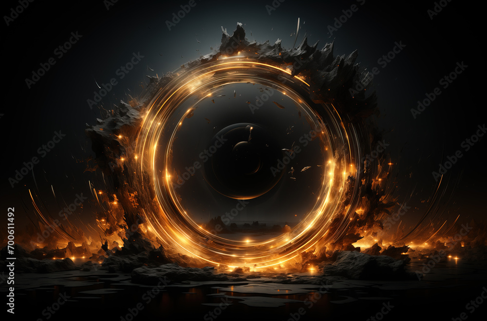 Magical fire portal in the shape of a circle. Magical lights. Fantasy ...