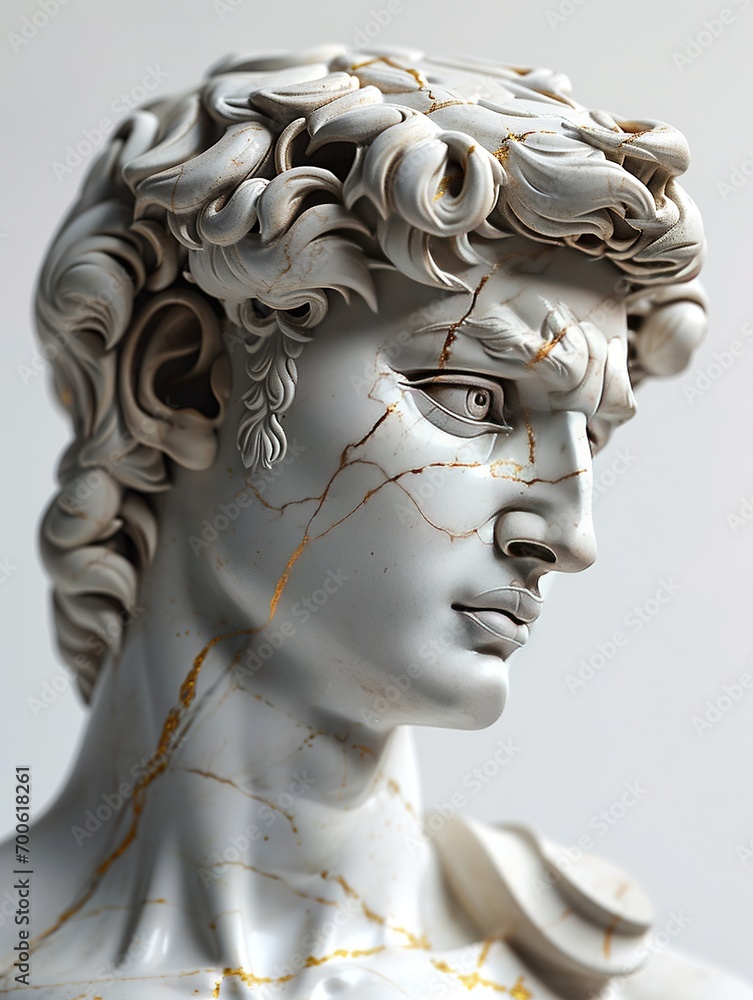 A beautiful stone stoic sculpture, statue of david portraying ...