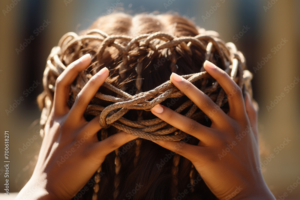 An image of a woven braid crown, made from diverse hair types, worn by ...