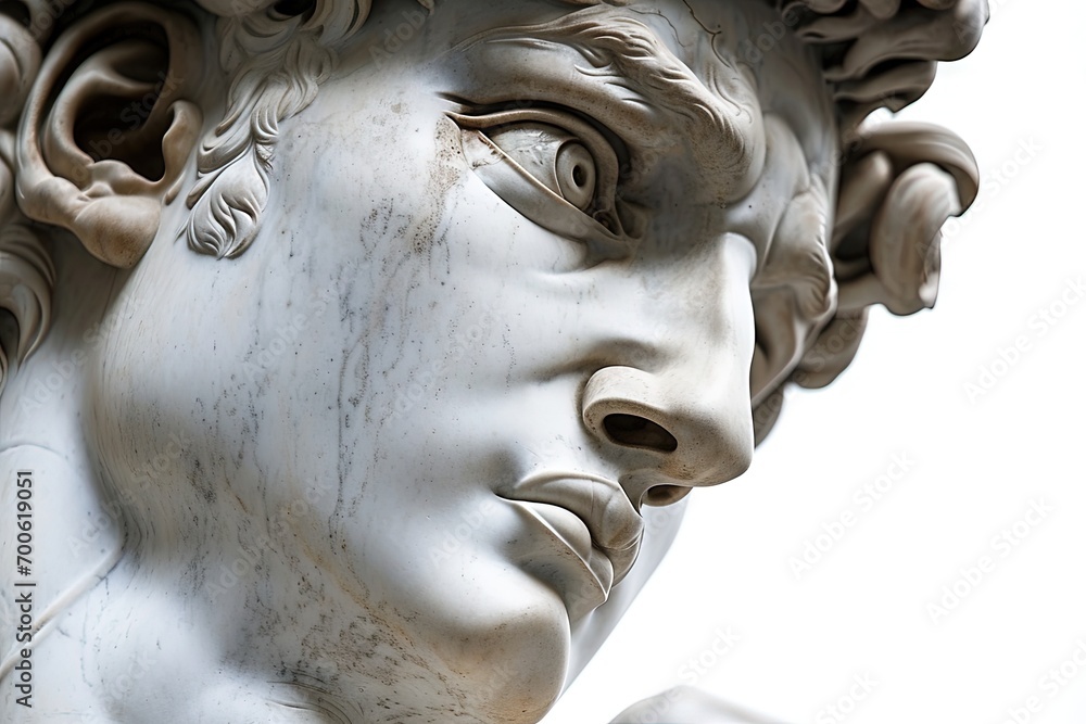 A beautiful stone stoic sculpture, statue of david portraying ...