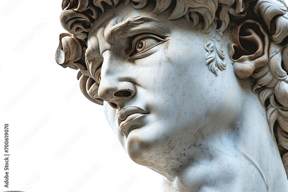 A beautiful stone stoic sculpture, statue of david portraying ...