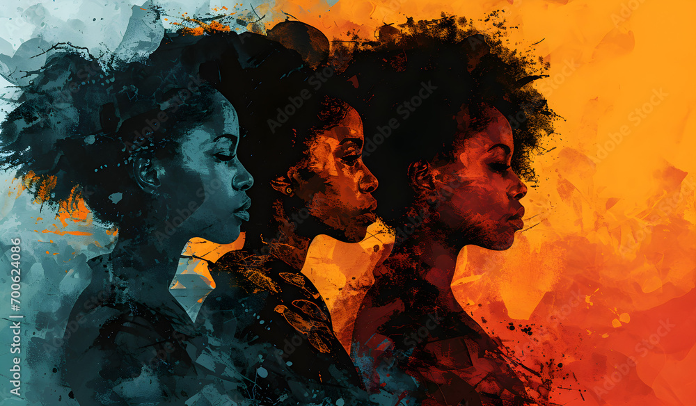 digital illustration of the silhouette of African women on a clean ...