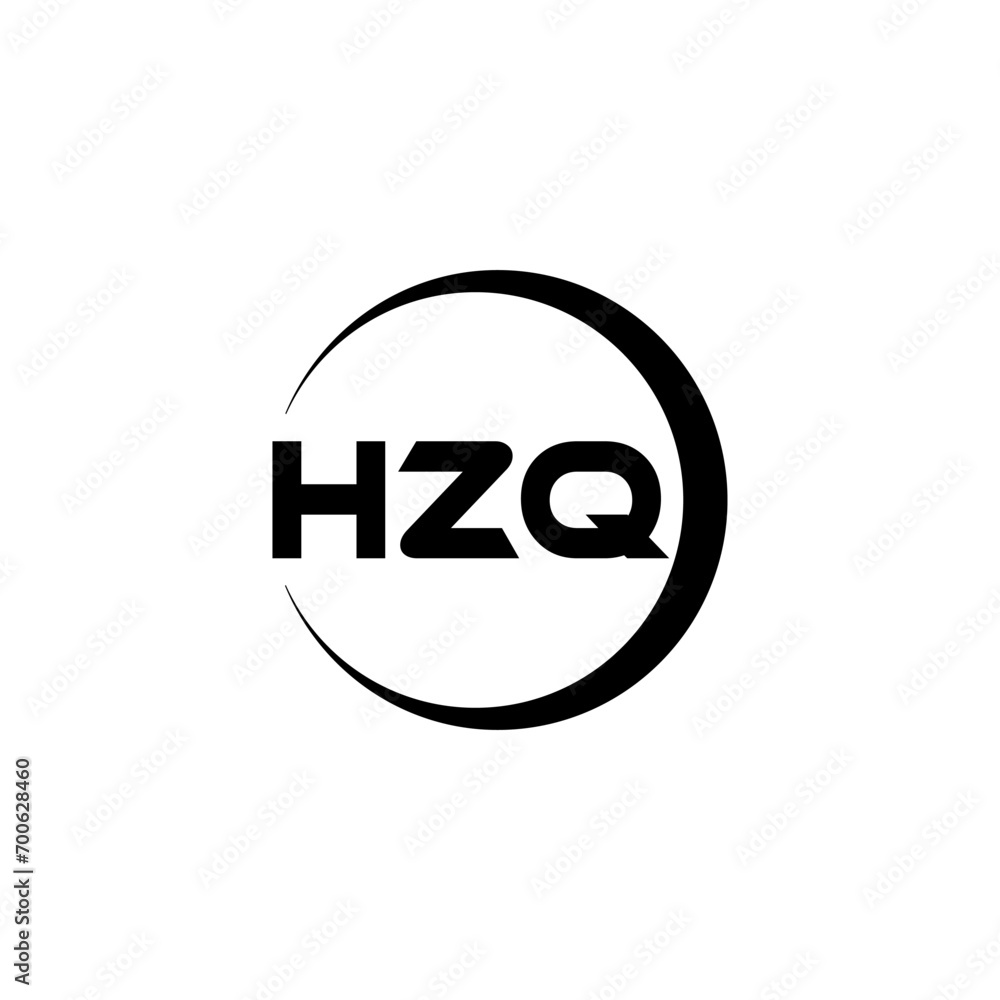 HZQ letter logo design with white background in illustrator, cube logo, vector logo, modern ...