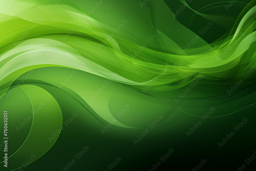 Abstract green swirls transforming into leaves, symbolizing the ...
