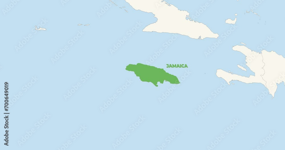 World Map Zoom In To Jamaica. Animation in 4K Video. Green Jamaica ...