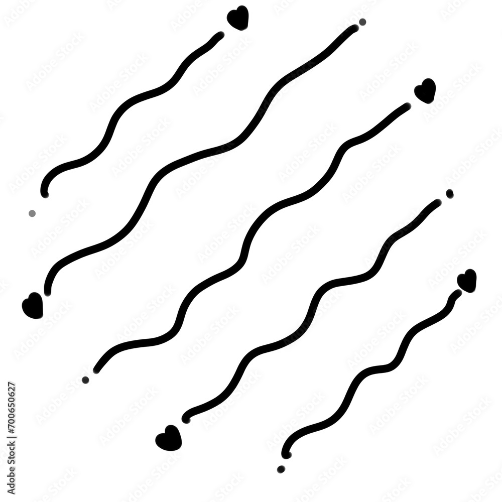 Wavy lines and hearts. Cute lines. Lines, borders and dividers. Smooth ...