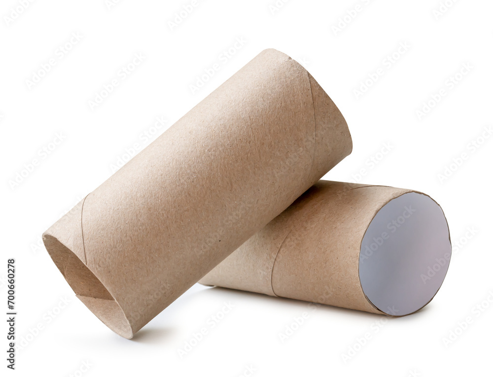 Short tissue paper cores in stack or cross shape isolated with clipping ...