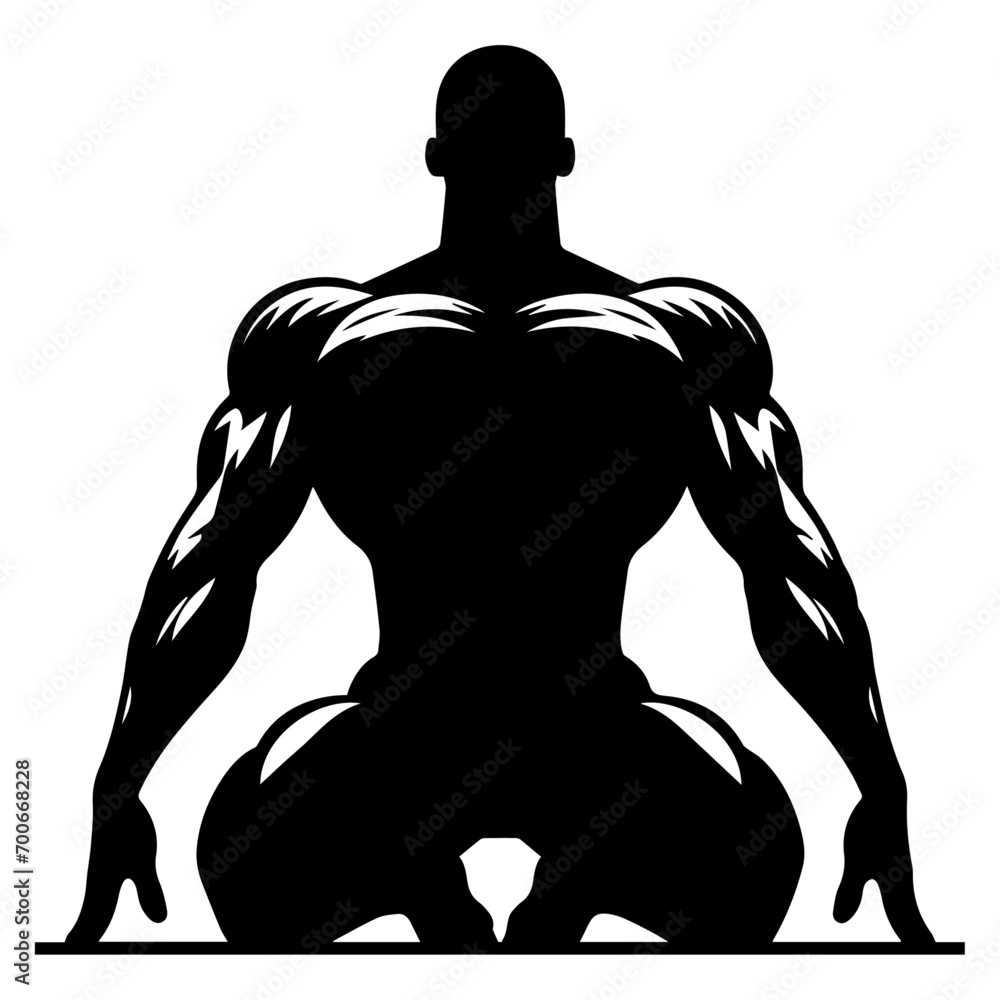 minimal bodybuilder pose vector silhouette, black color silhouette ...