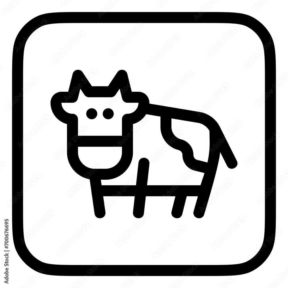 Editable cow, cattle, bull vector icon. Animal, farm, livestock. Part ...