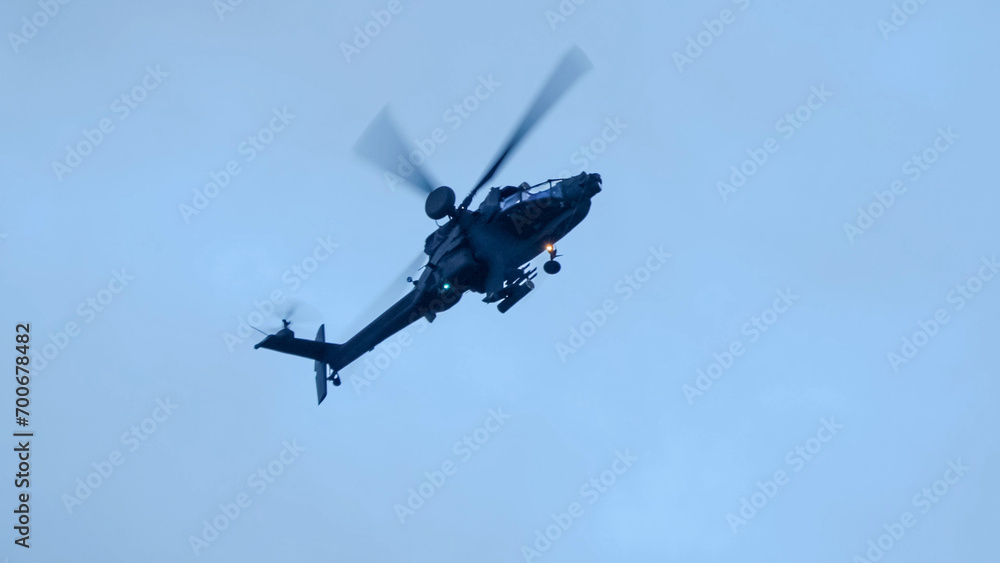 close-up of a British army Boeing Apache Attack helicopter gunship ...