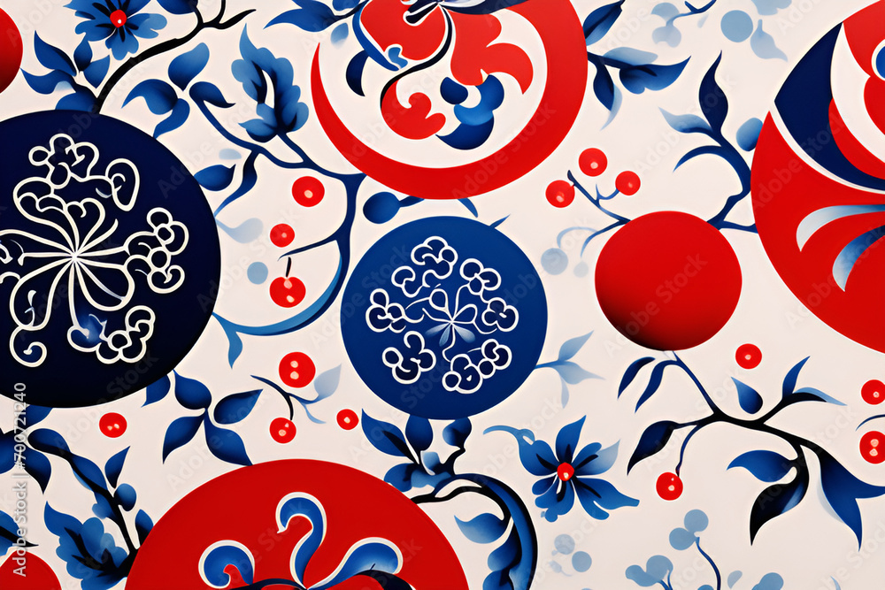 The combination of blue and red crescents in the Taegeuk pattern ...