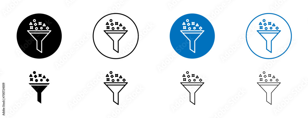 Content curation line icon set. Data funnel sign. Filter curator symbol ...