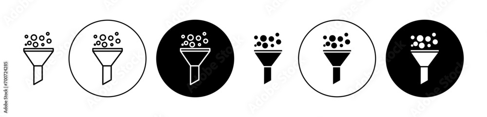 Content curation vector icon set. Data funnel symbol. Filter curator ...
