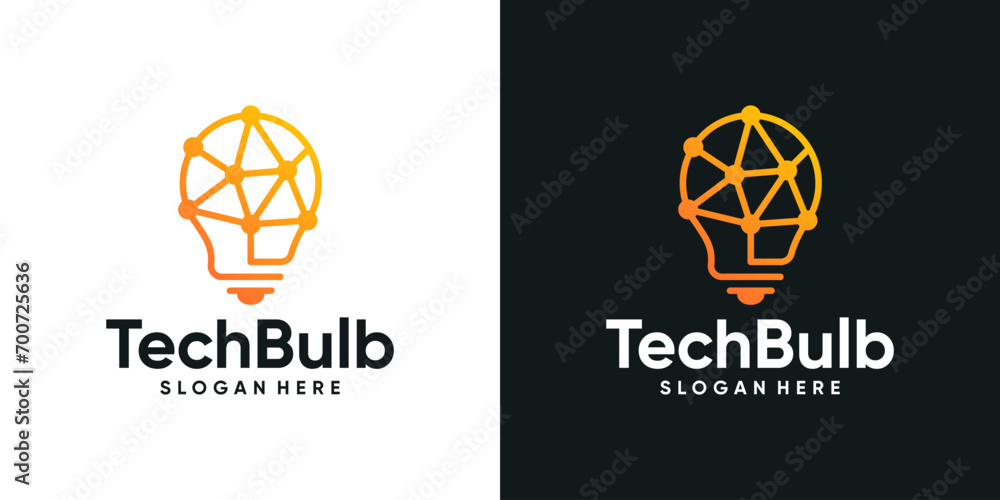 Smart technology logo design template. Light bulb logo with abstract ...