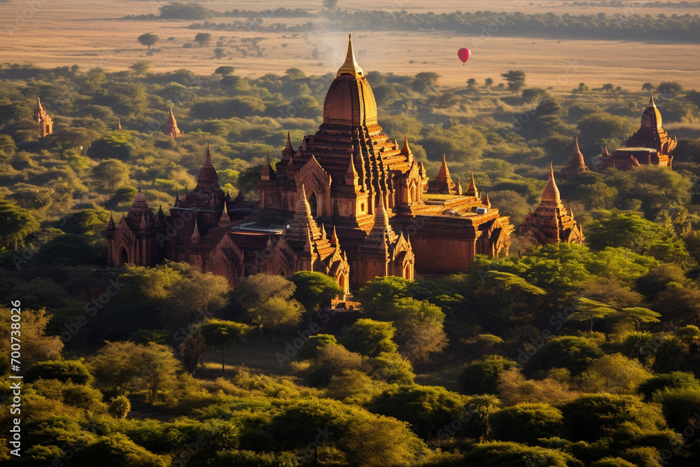 Bagan, Myanmar, hot air balloons over ancient temples - Views from ...