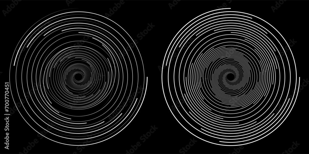 Set elemen spiral , Set of spiral and rotating motion elements, black ...