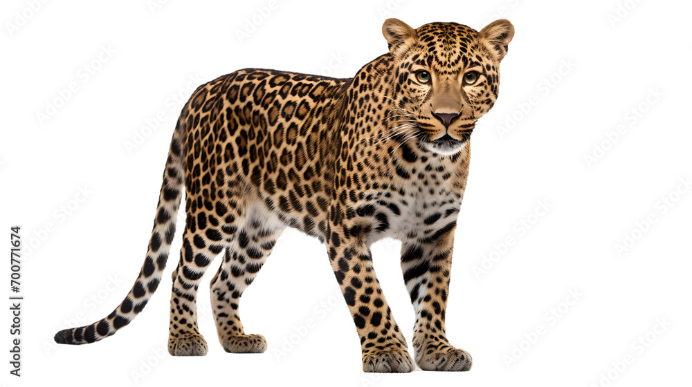 Graceful and fierce, a majestic african leopard surveys its domain, its ...